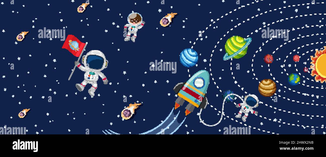 Astronaut exploring the space illustration Stock Vector Image & Art - Alamy