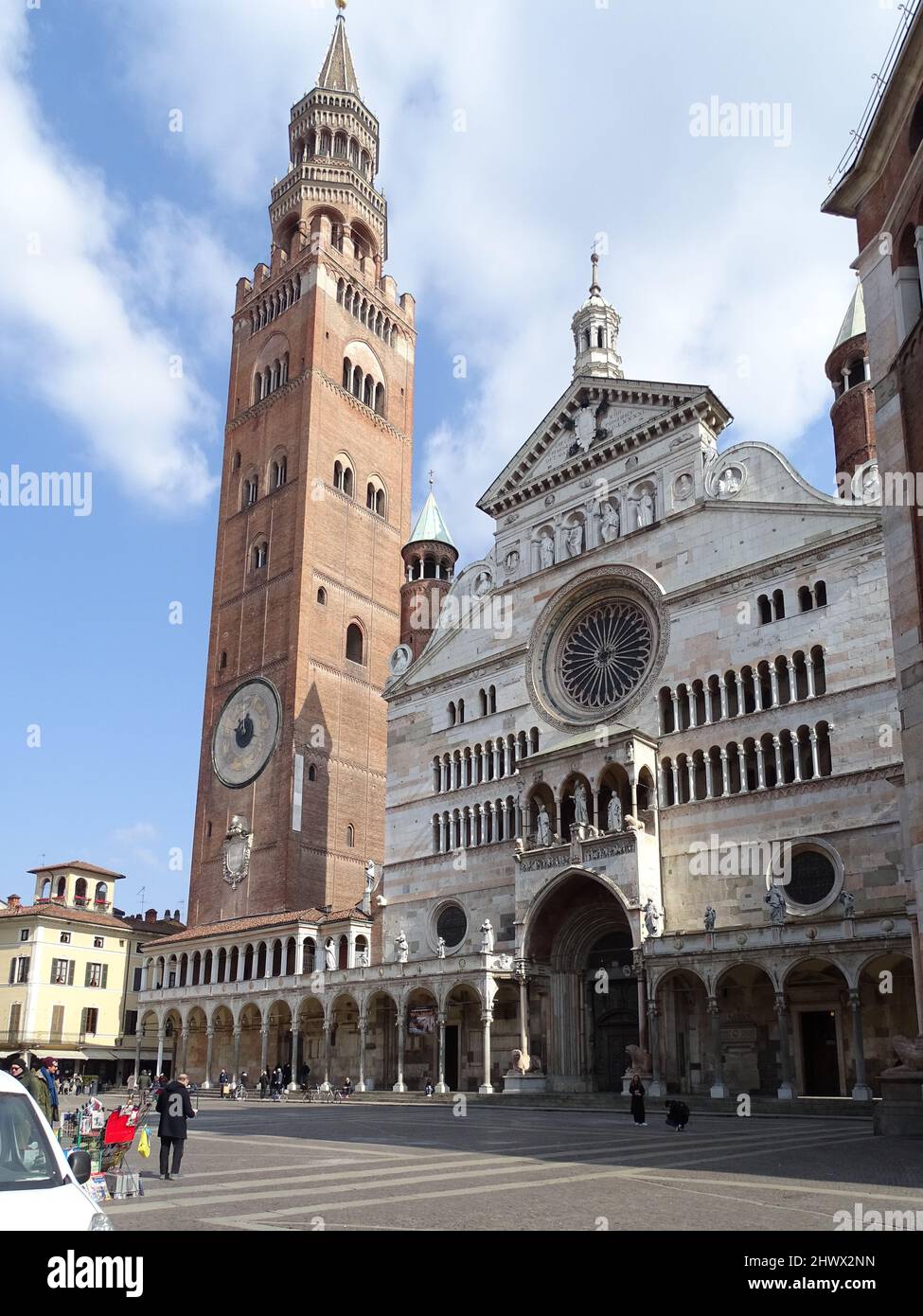 Cremona, Lombardy, Italy Details of Piazza Duomo, Torrazzo and ...