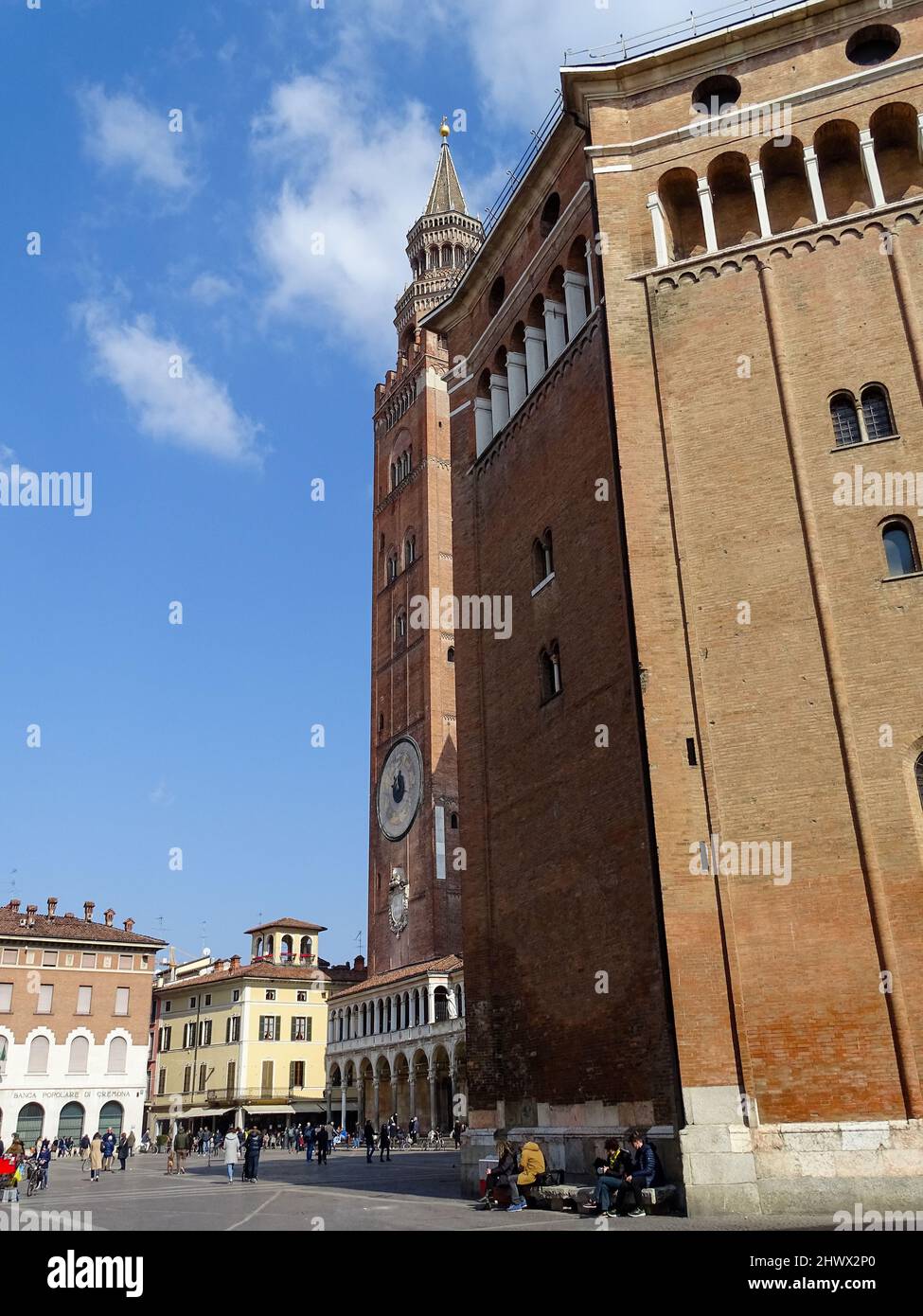 Cremona, Lombardy, Italy Details of Piazza Duomo, Torrazzo and ...