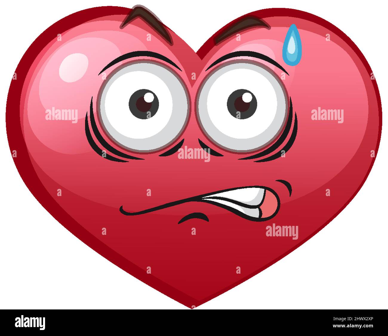 Shocked heart emoticon on white background illustration Stock Vector ...