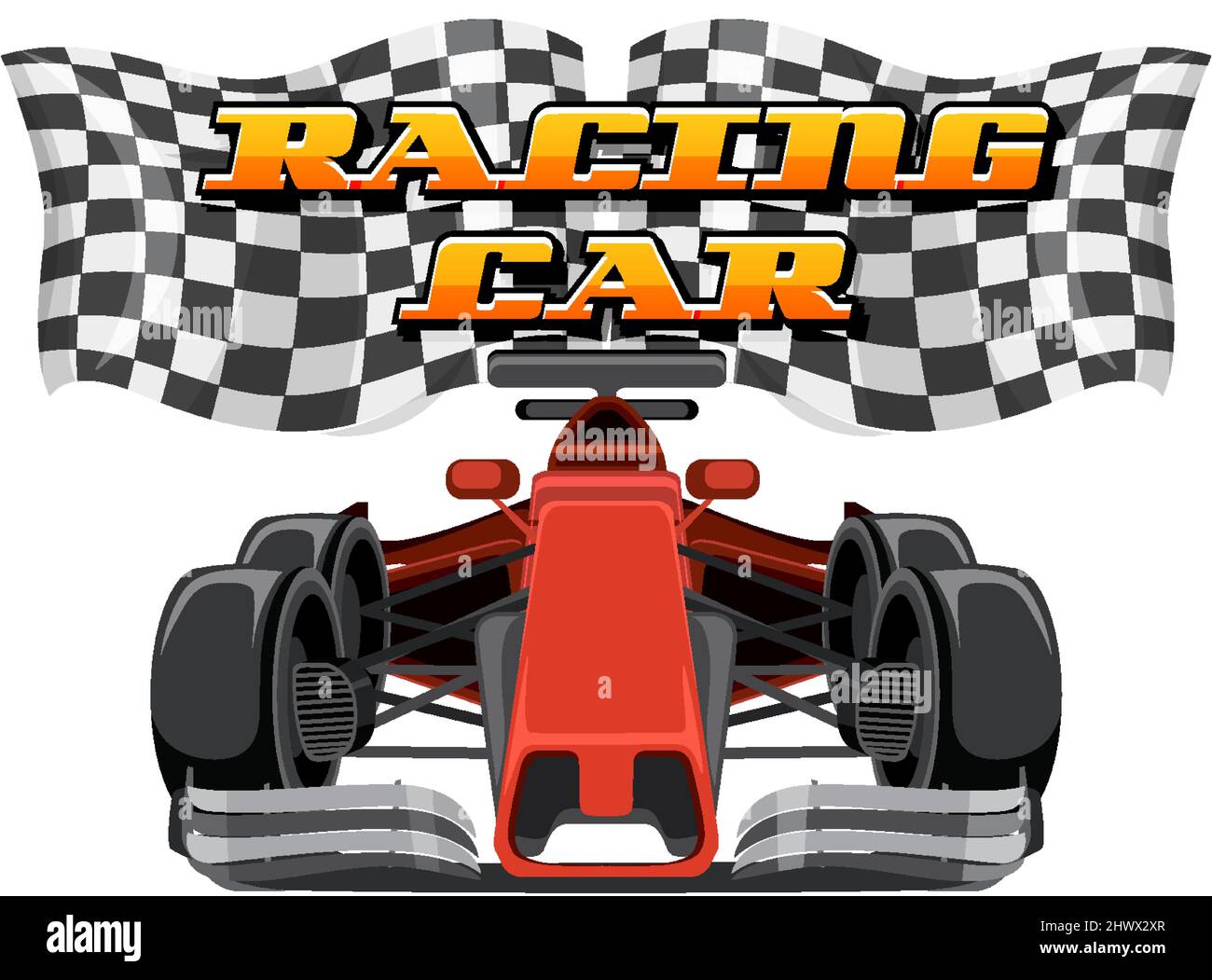 Racing car logo with racing car on white background illustration Stock ...