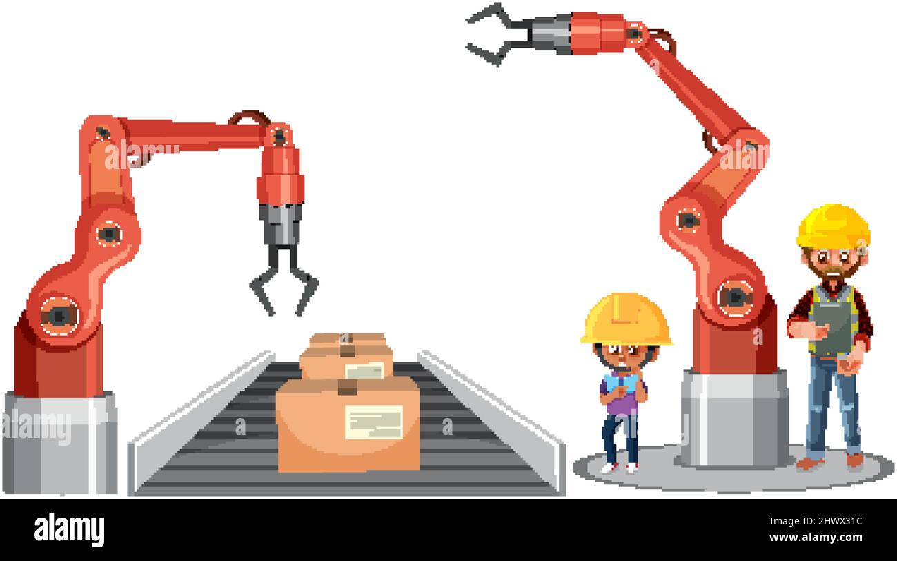 A robotic machine using in factory illustration Stock Vector Image ...