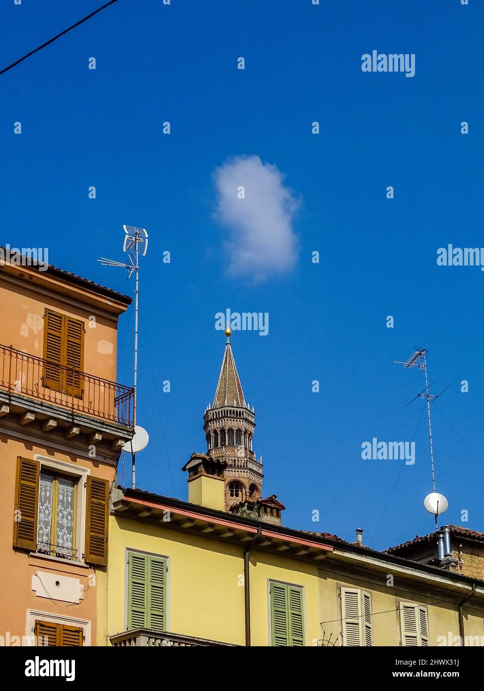 Cremona, Lombardy, Italy Details of Piazza Duomo, Torrazzo and ...