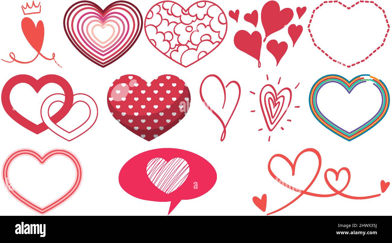 Different style of hearts isolated on white background illustration ...