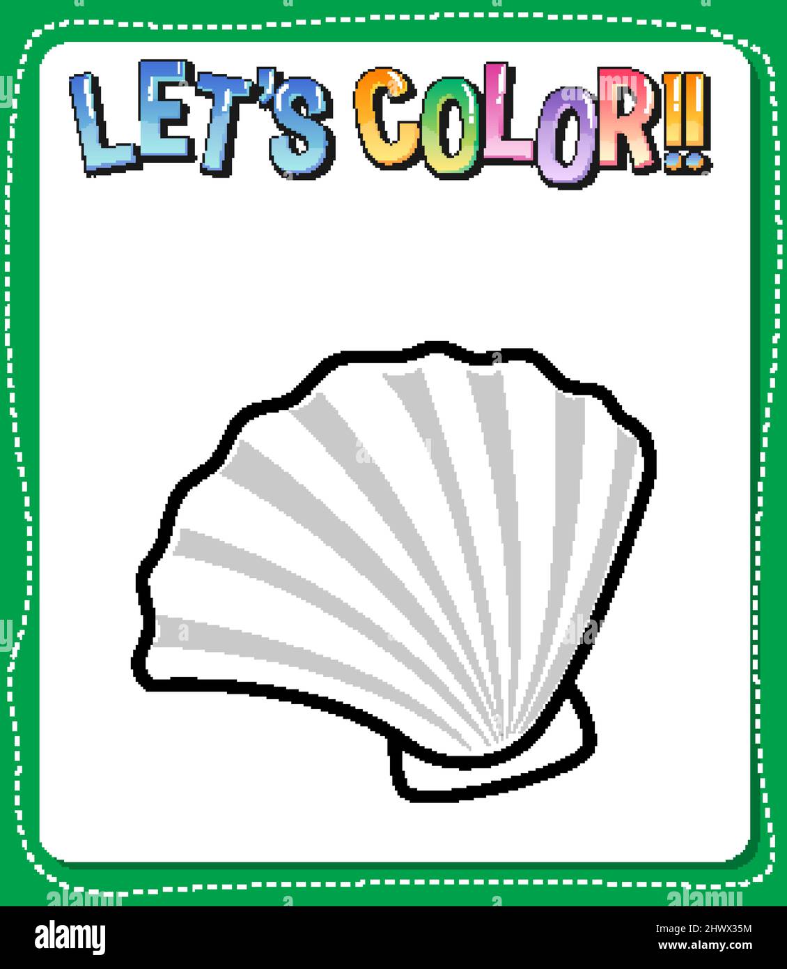Worksheets template with let’s color!! text and scallop outline ...