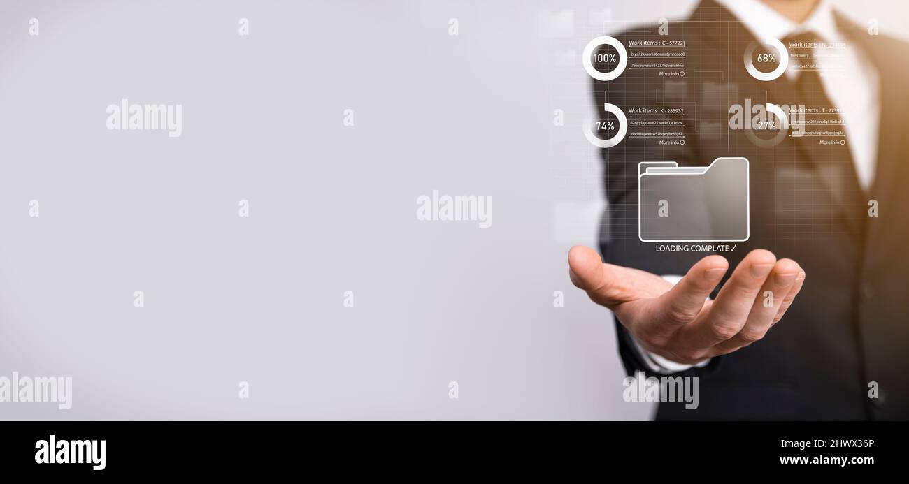 Business developer hand using board framework on virtual modern ...