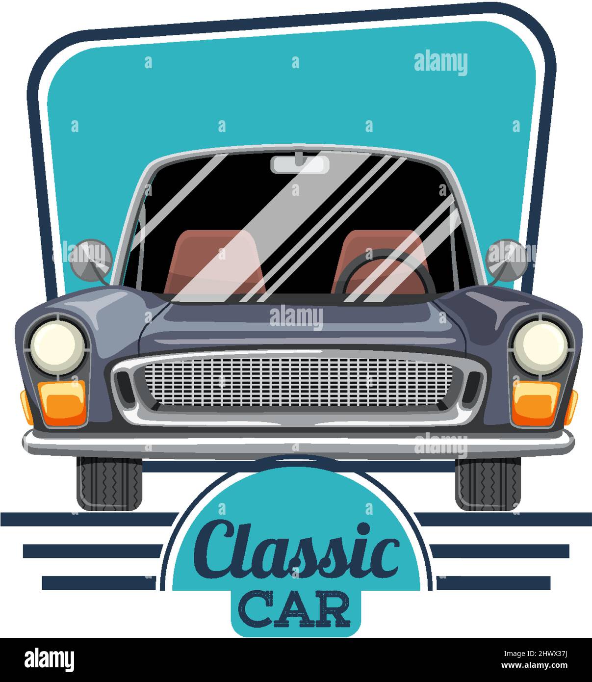 Classic car logo with classic car on white background illustration ...
