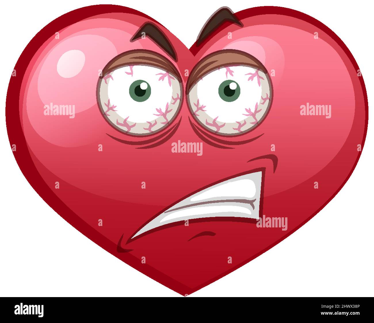 Angry heart emoticon on white background illustration Stock Vector ...