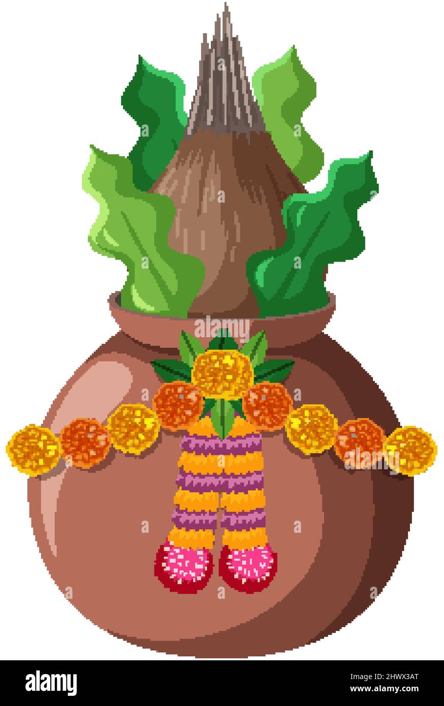 Coconut decorated with flowers illustration Stock Vector Image & Art ...