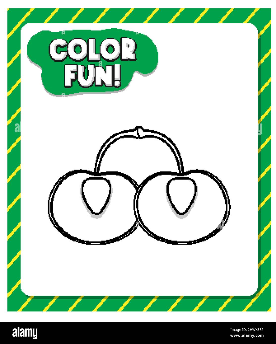Worksheets template with color fun! text and cherry outline ...
