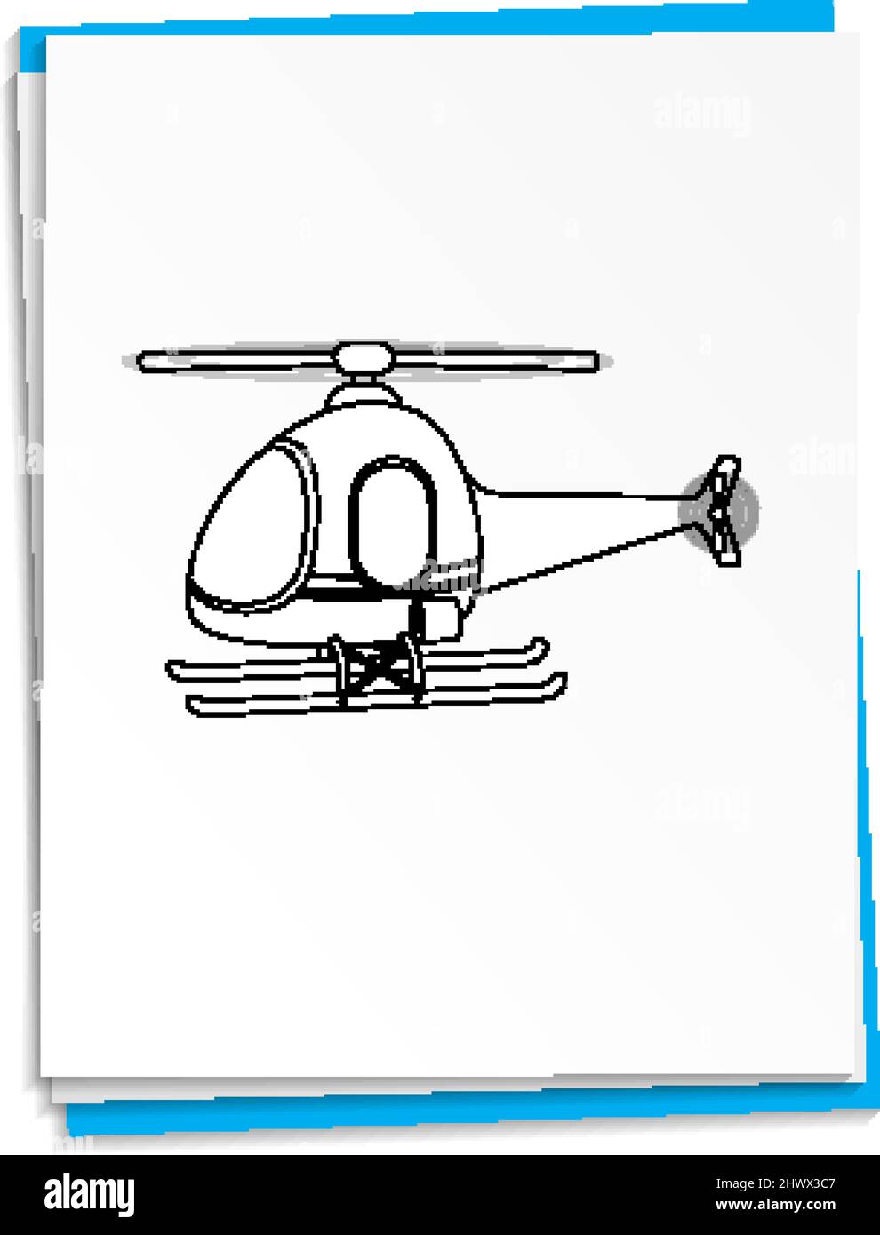 Hand drawn helicopter on paper illustration Stock Vector Image & Art ...
