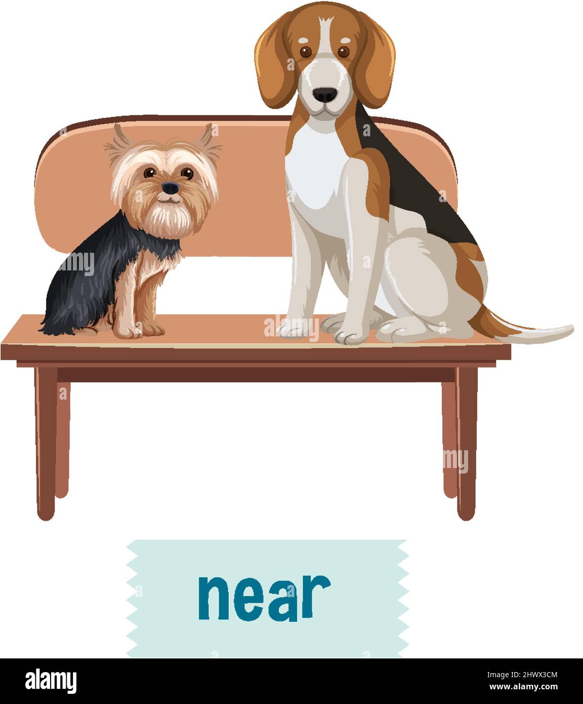 Preposition wordcard with dog on table illustration Stock Vector Image ...
