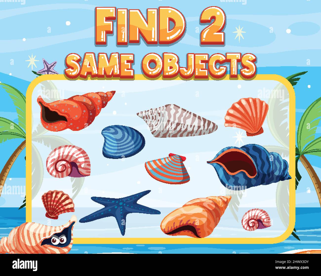 Find 2 same object worksheet for children illustration Stock Vector ...