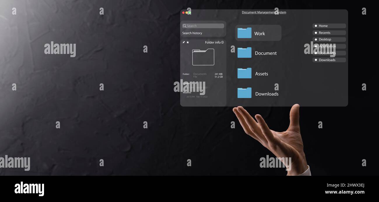 Document management concept. Virtual screen icons Document Management ...