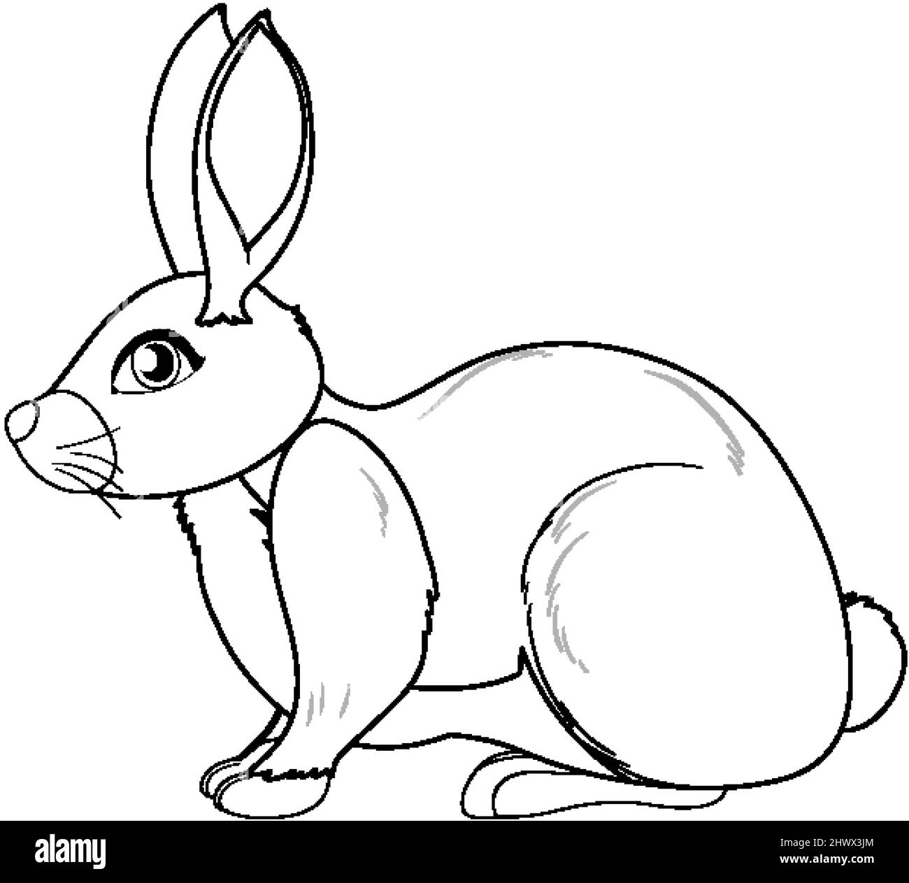 Rabbit doodle outline for colouring illustration Stock Vector Image ...