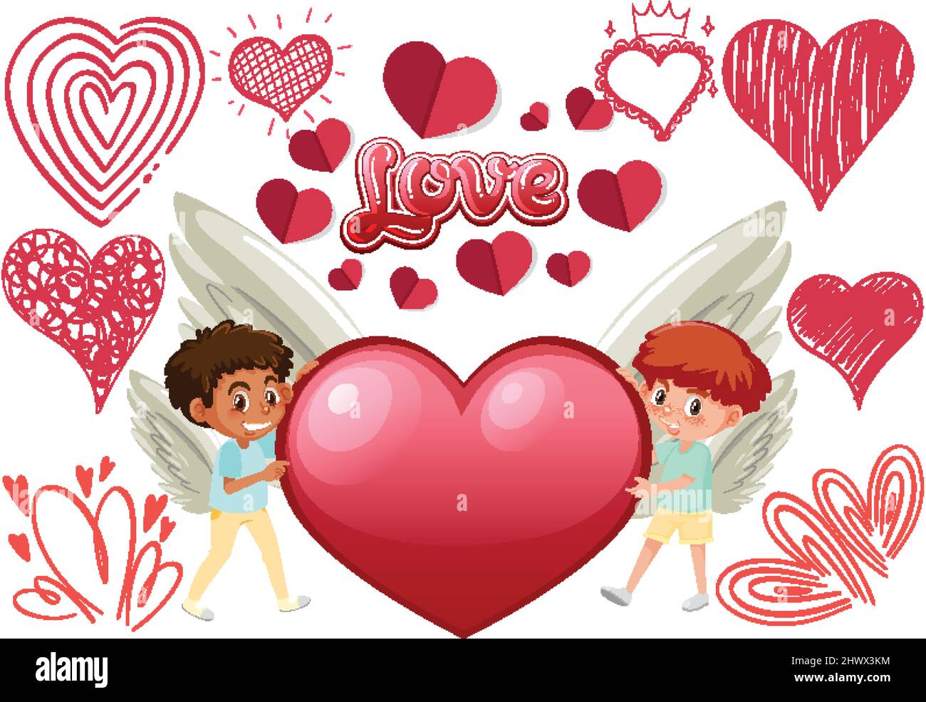 Valentine theme with many hearts illustration Stock Vector Image & Art ...