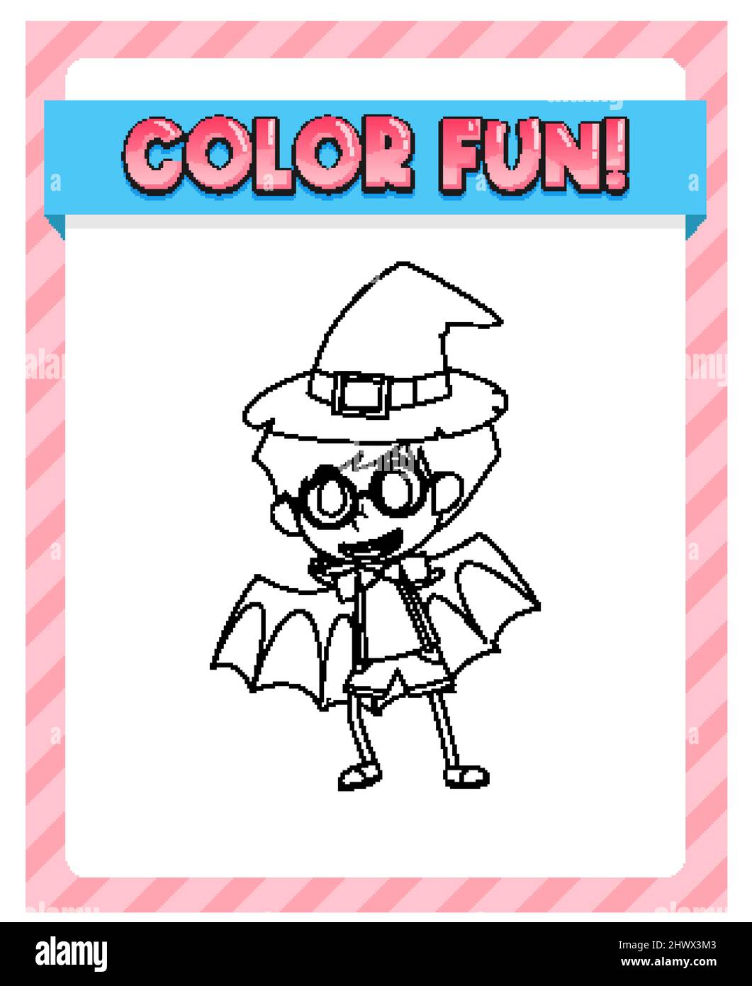 Worksheets template with color fun! text and boy outline illustration ...