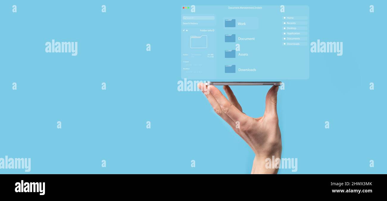 Document management concept. Virtual screen icons Document Management ...