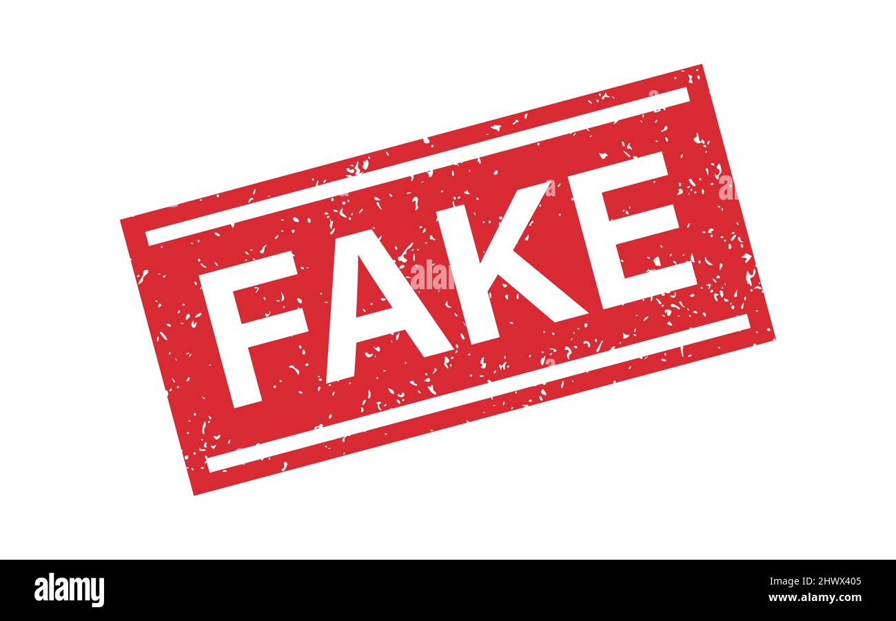Fake word grunge rubber stamp for media and documents. Fake sign ...