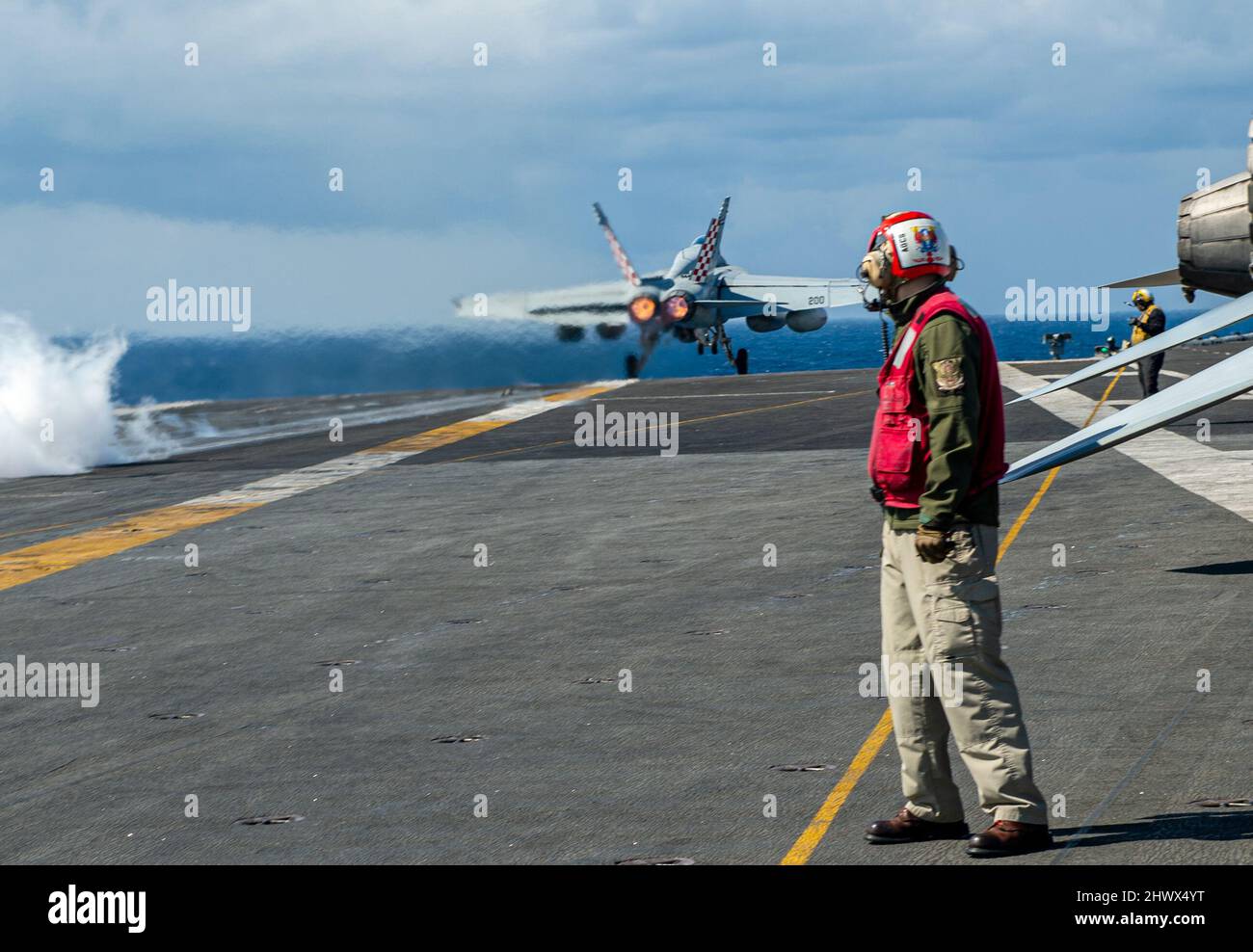 220307-N-PG226-1058 IONIAN SEA (Mar. 7, 2022) An F/A-18E Super Hornet ...