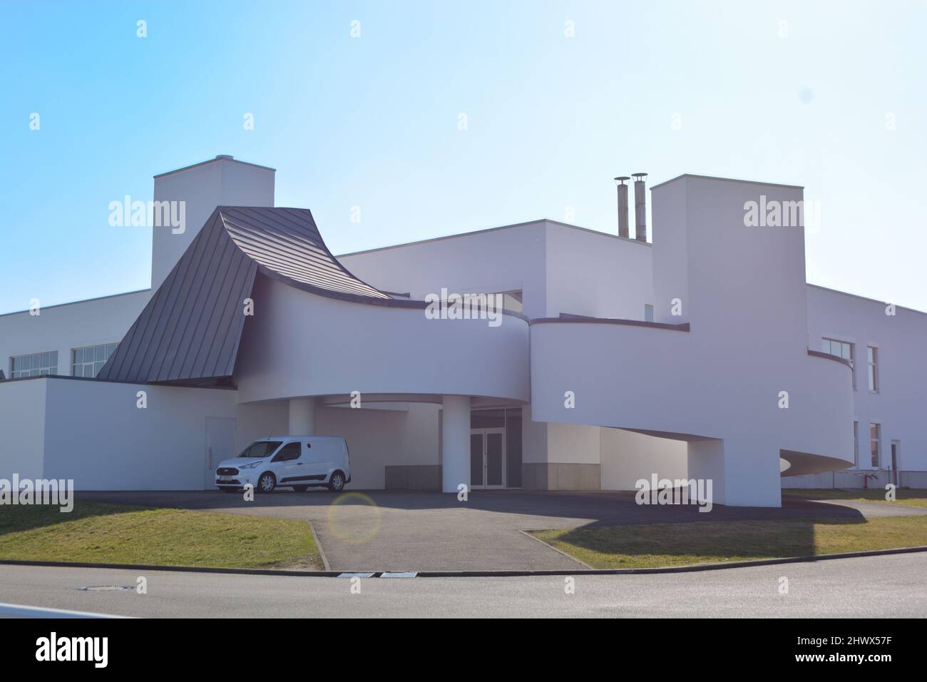 WEIL AM RHEIN, GERMANY - Exterior view of Vitra Design Museum, designed ...
