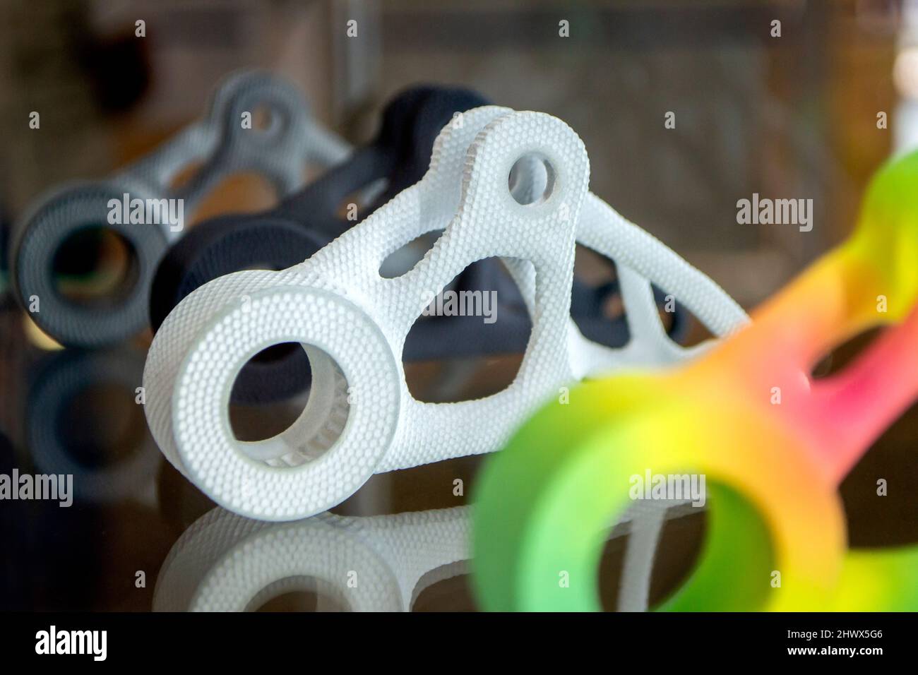 Abstract object printed on powder 3D printer. Multi Jet Fusion MJF ...