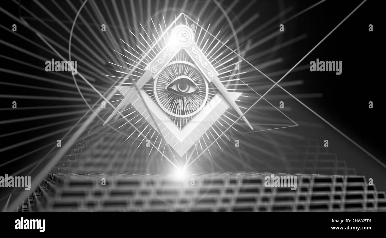 Masonic Sign and Pyramid - 3D Rendering Stock Photo - Alamy