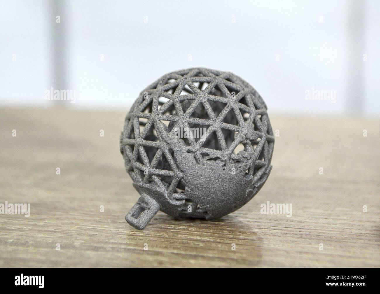 Gray object printed on powder 3D printer. Multi Jet Fusion MJF. Powder ...