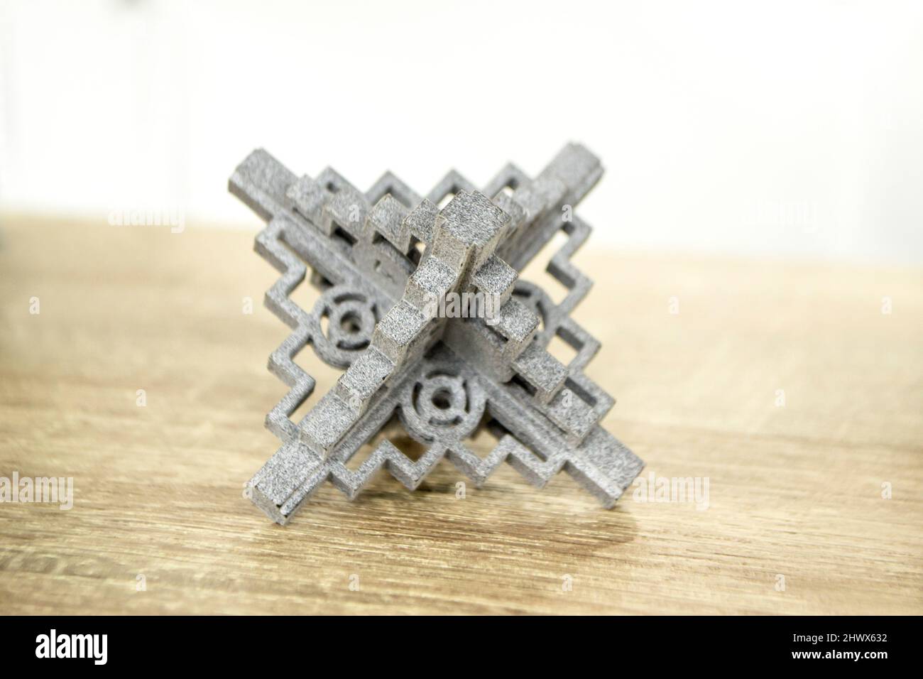 Gray abstract models printed on 3d printer from powder close-up Stock ...