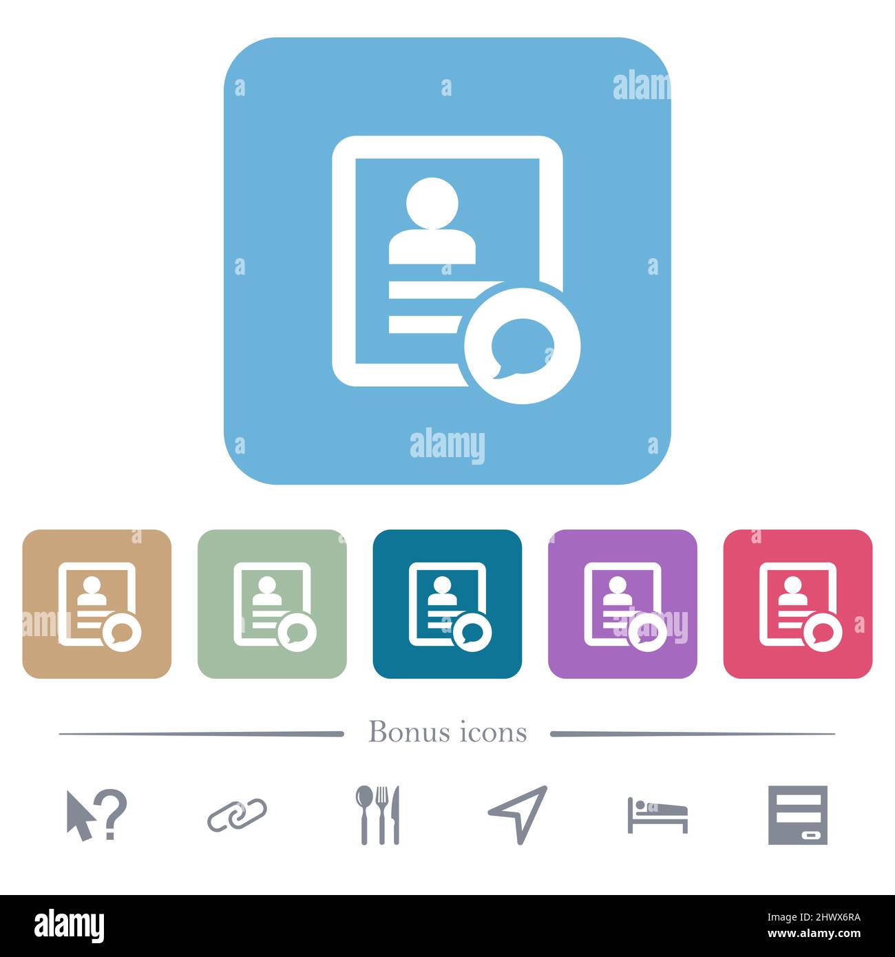 Send message to contact person white flat icons on color rounded square ...
