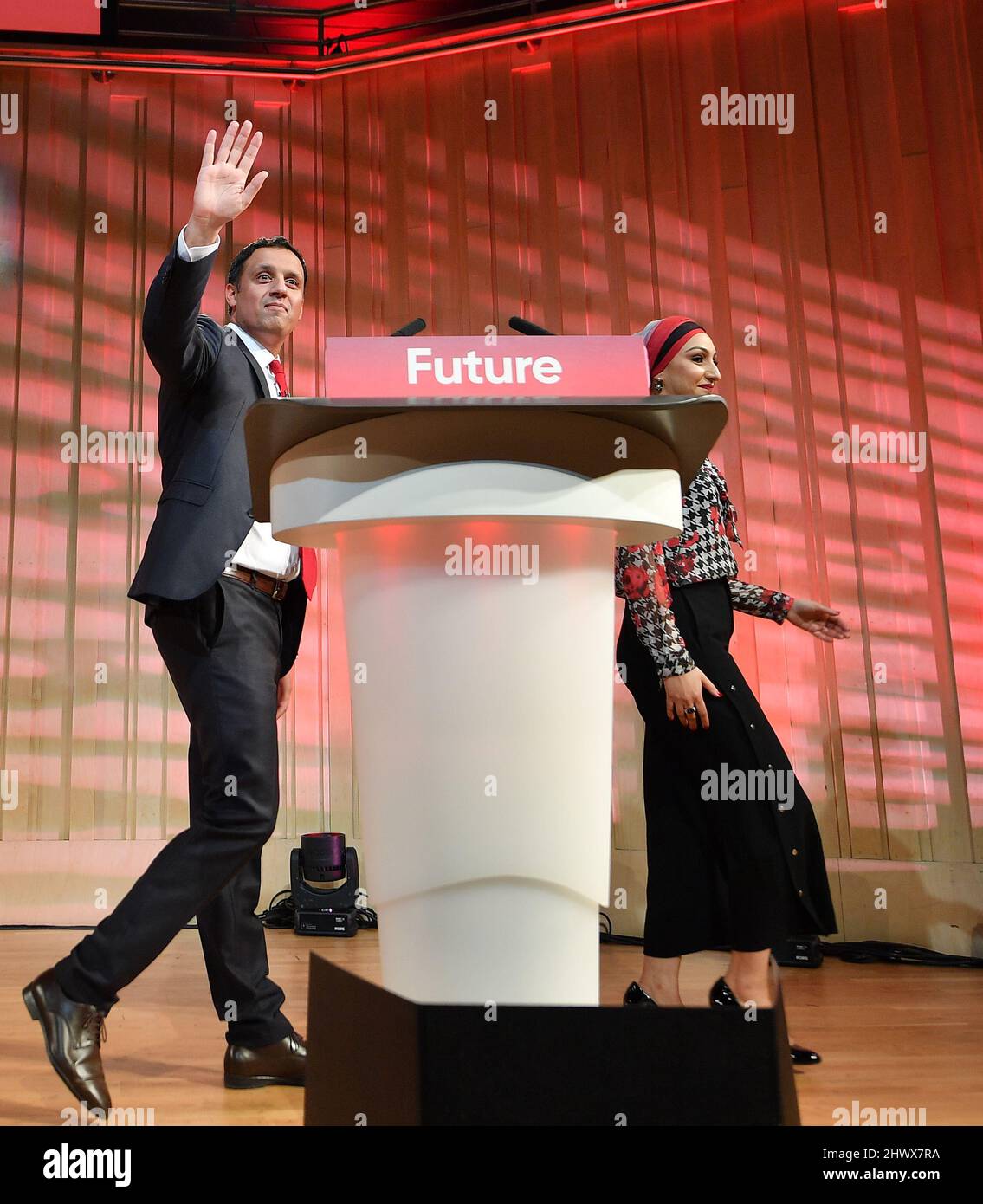 Scottish Labour Leader Anas Sarwar With His Wife Furheen After His