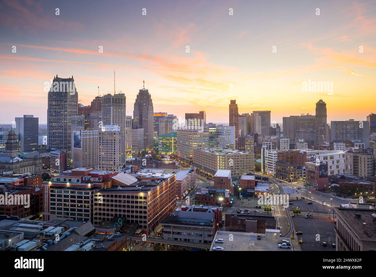 Detroit city street night hi-res stock photography and images - Alamy