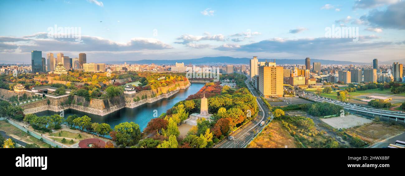 Skyline of Osaka city in Japan from top view Stock Photo - Alamy