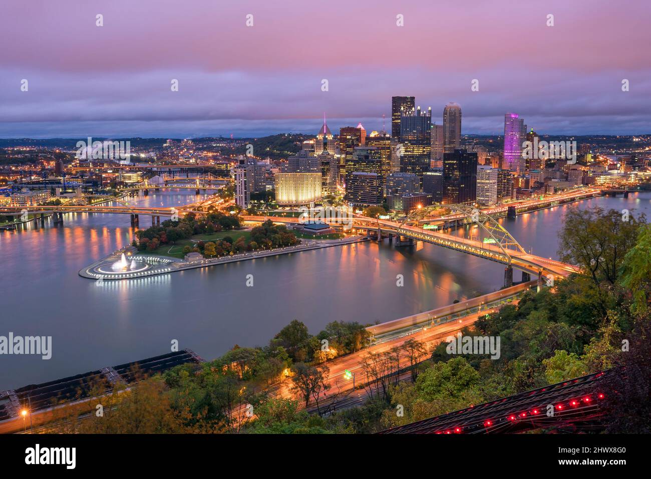 View of downtown Pittsburgh from top of the Duquesne Incline, Mount ...
