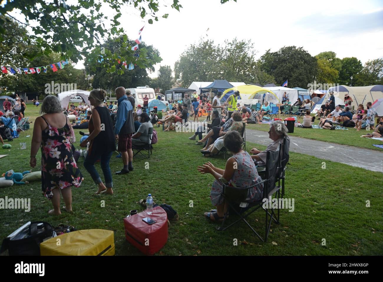 Christchurch, New Zealand, February 22, 2021: A crowd gathers for a ...