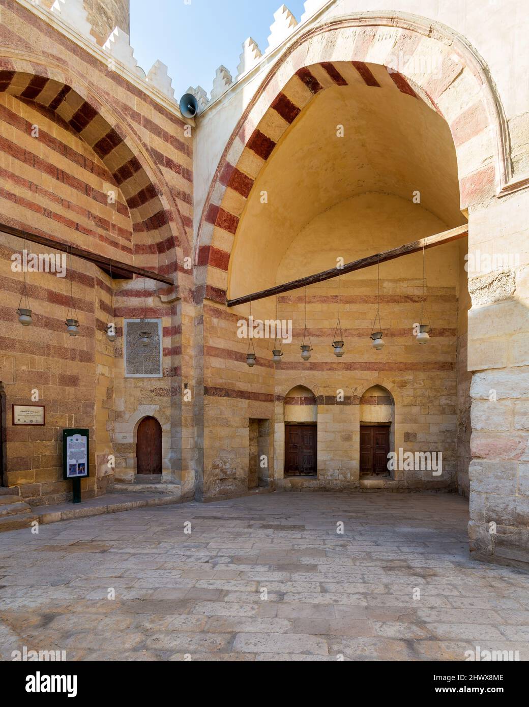 Courtyard of historic Mamluk era public Mosque of Aqsunqur, aka Blue ...