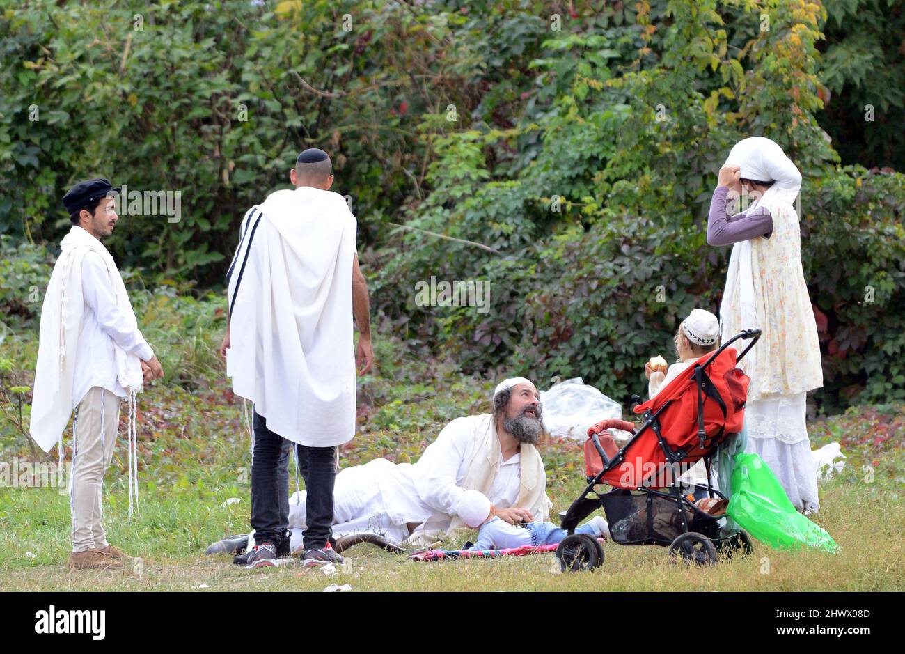 Uman, Ukraine. 21th of September 2017. Jewish family at the site of the ...