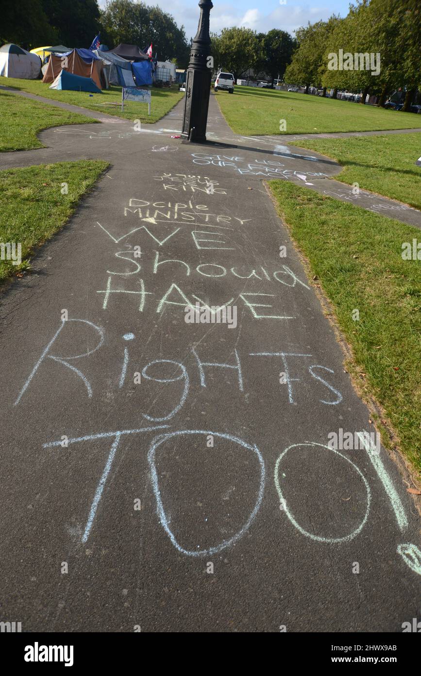 Christchurch, New Zealand, February 22, 2021: Sidewalk graffiti at the ...