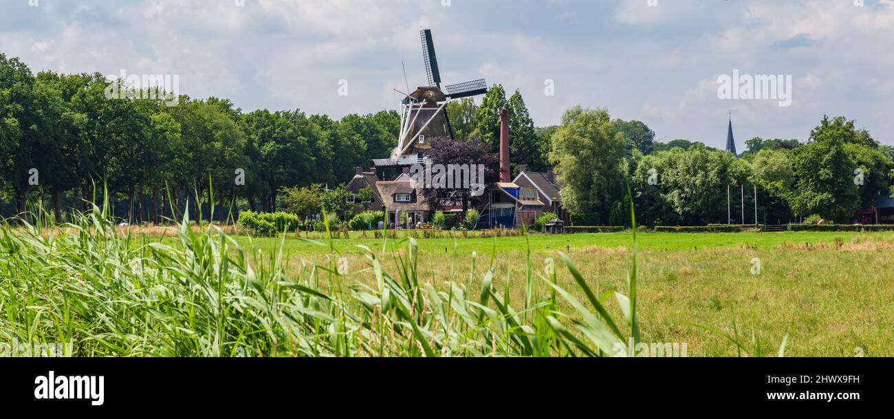 Panorama with windmill and museum De Wachter in Zuidlaren Drenthe The ...