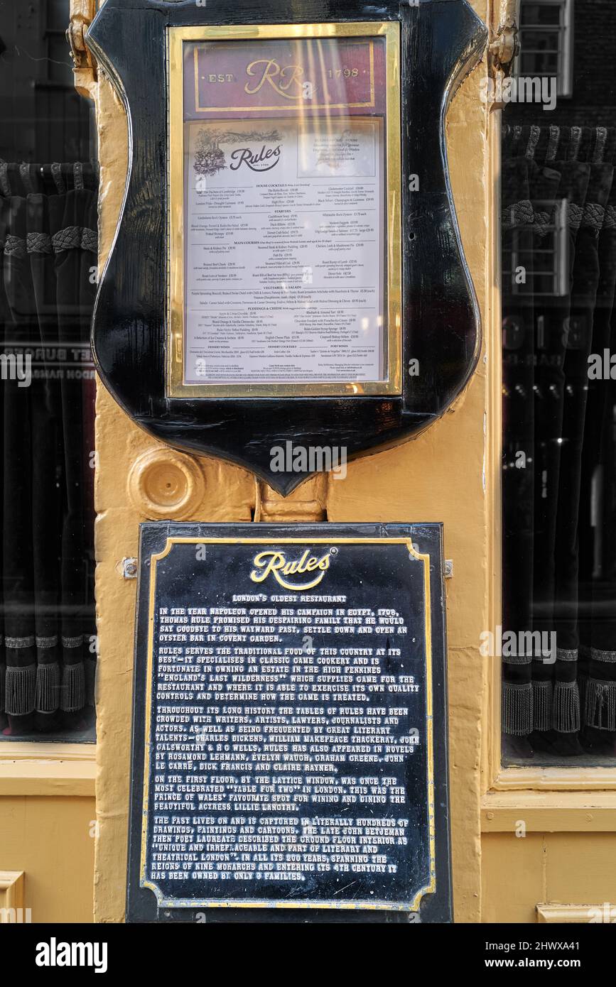 Rules london hi-res stock photography and images - Alamy