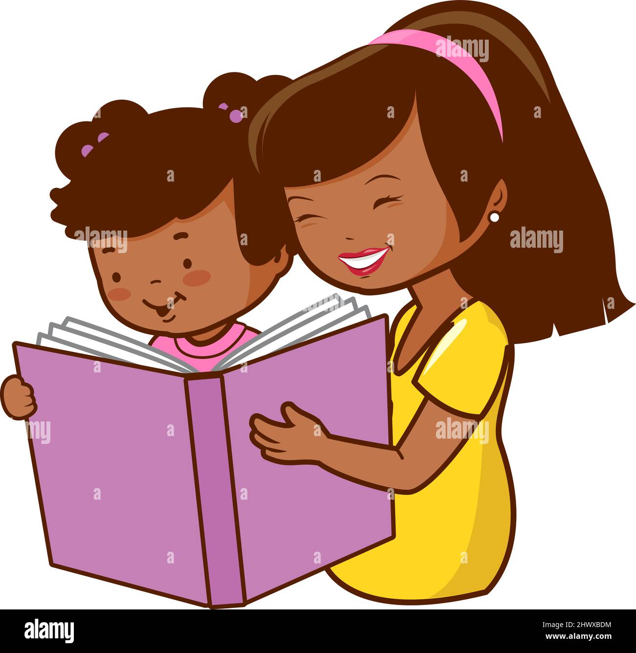 Mother and child reading a book. Vector Illustration Stock Vector Image ...