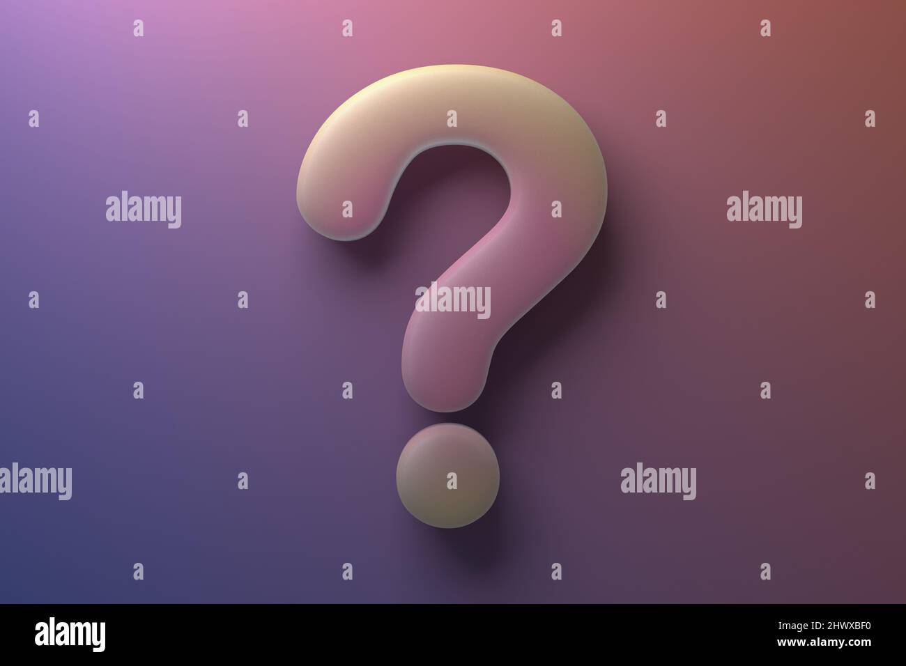 glowing question mark on gradient background in pink and purple. 3d ...