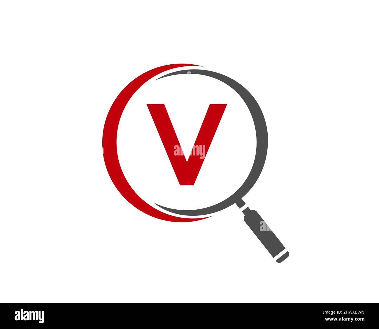 Magnifying Glass On Letter V concept. Search Logo. Initial V Letter ...