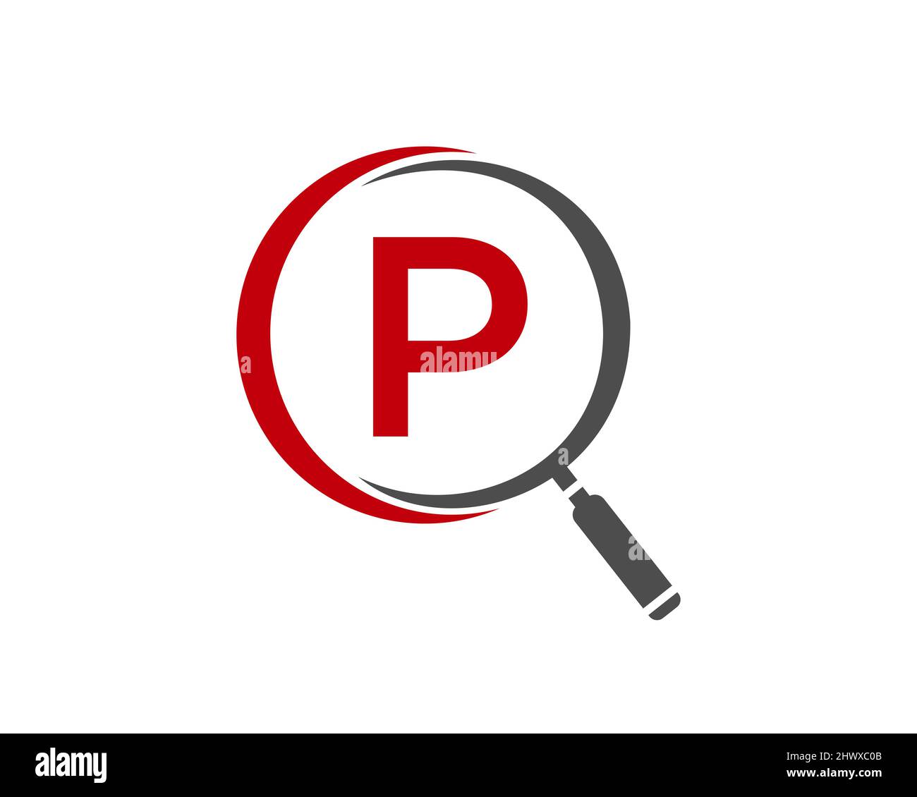 Magnifying Glass On Letter P concept. Search Logo. Initial P Letter ...