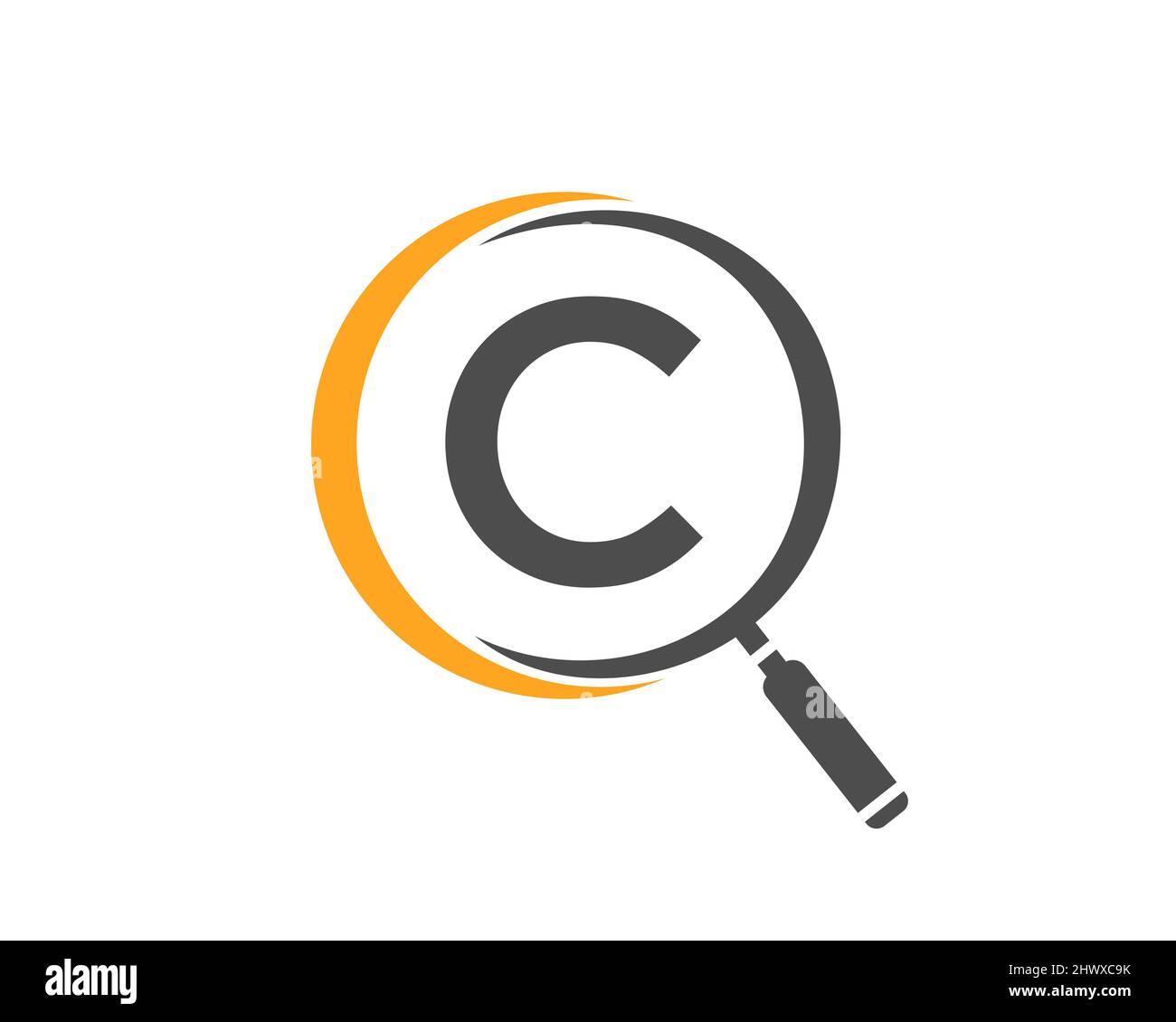 Magnifying Glass On Letter C concept. Search Logo. Initial C Letter ...