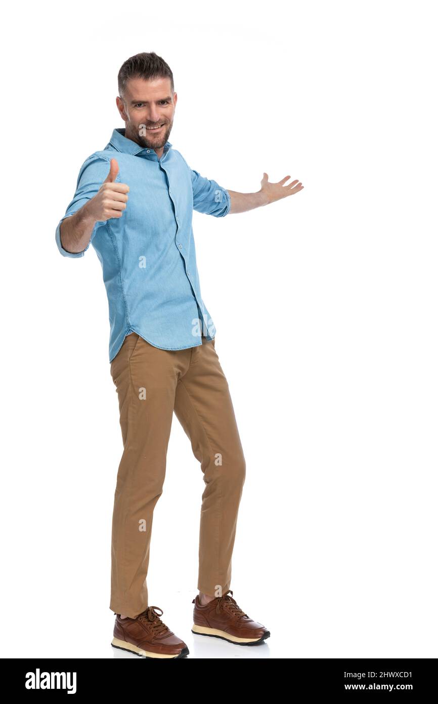 Inviting gesture middle age man hi-res stock photography and images - Alamy