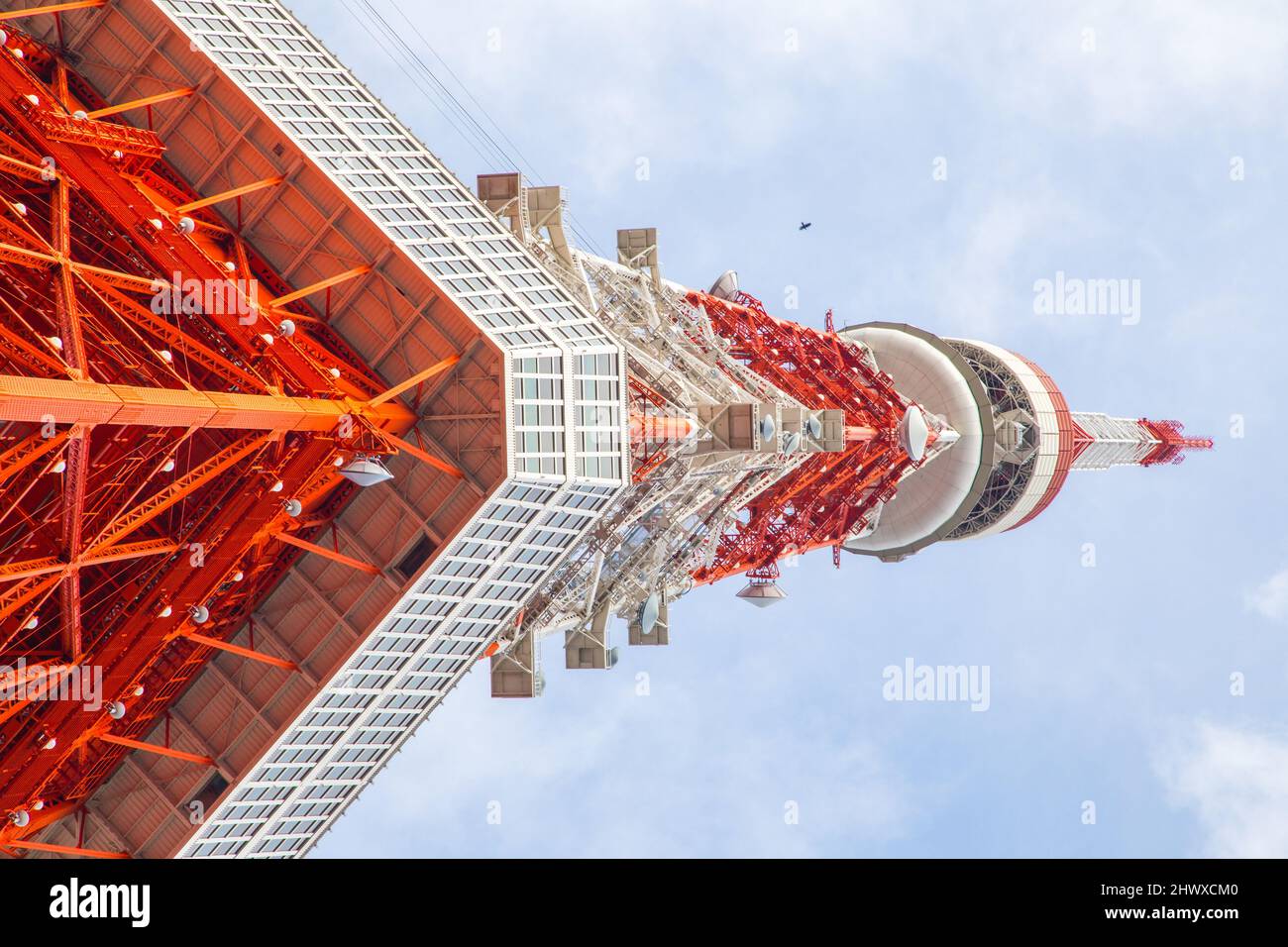 Building of tokyo tower red metal against blue sky, Japan Stock Photo ...