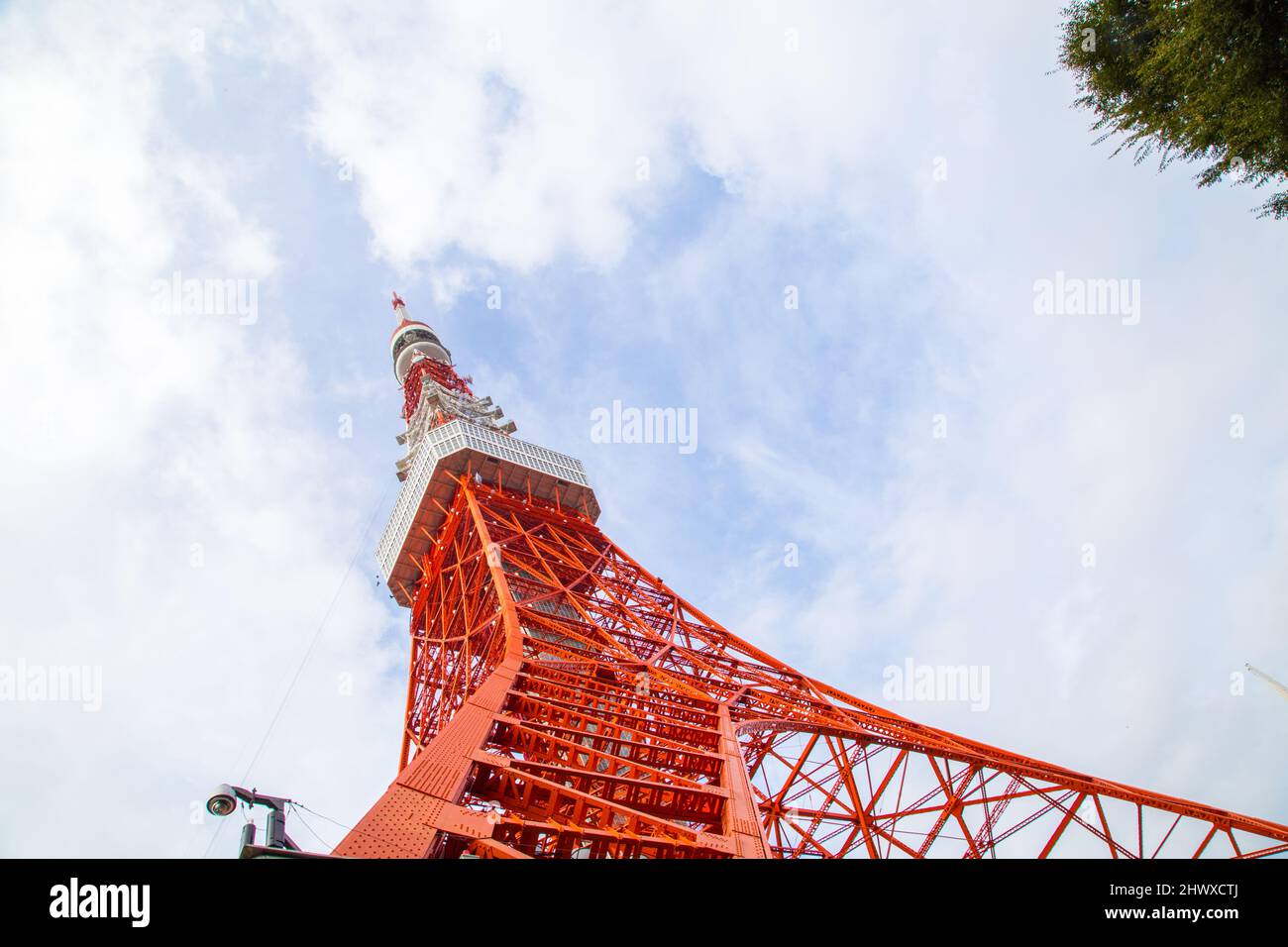 Building of tokyo tower red metal against blue sky, Japan Stock Photo ...
