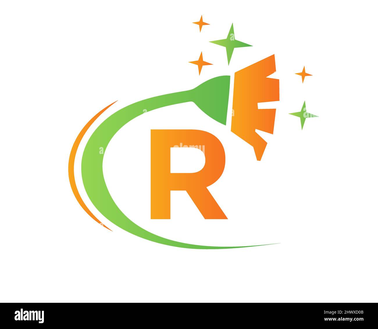 Cleaning logo with R letter concept. House clean and Broom logo. R ...