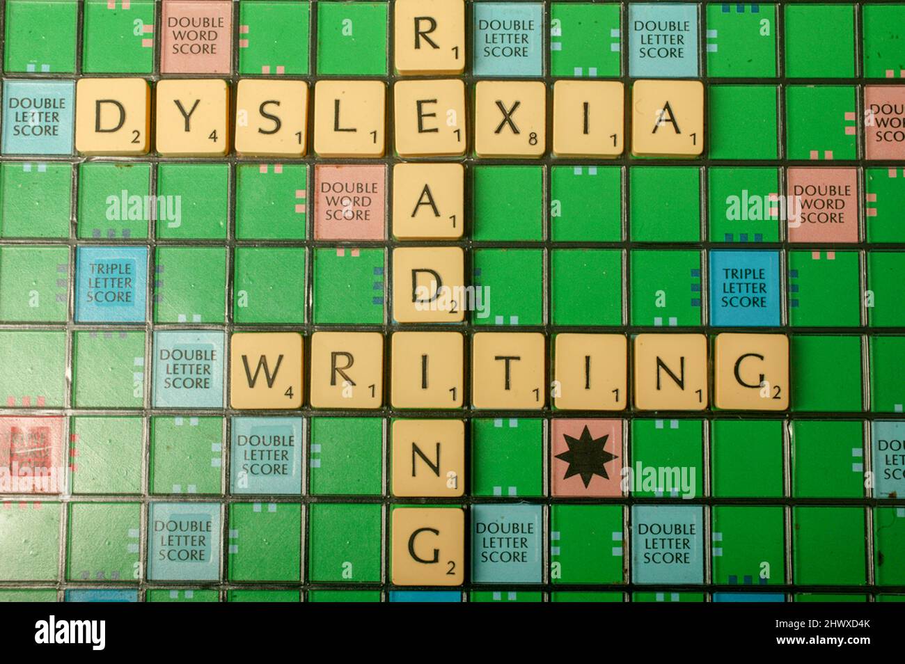 The words, 'dyslexia,' 'reading' and 'writing' are spelled out using ...